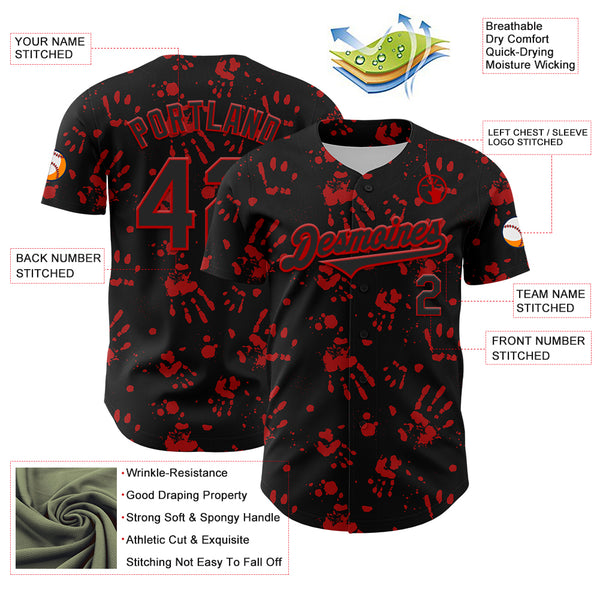 Custom Black Red 3D Pattern Design Rave Bloody Handprint Authentic ...