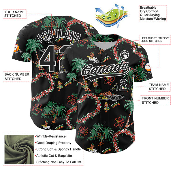 Custom Black White 3D Hawai Island Tropical Palm Tree And Flower ...