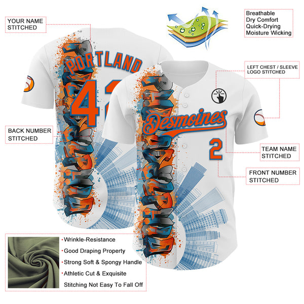Custom White Orange-Blue 3D Pattern Design Philadelphia Cityscape ...