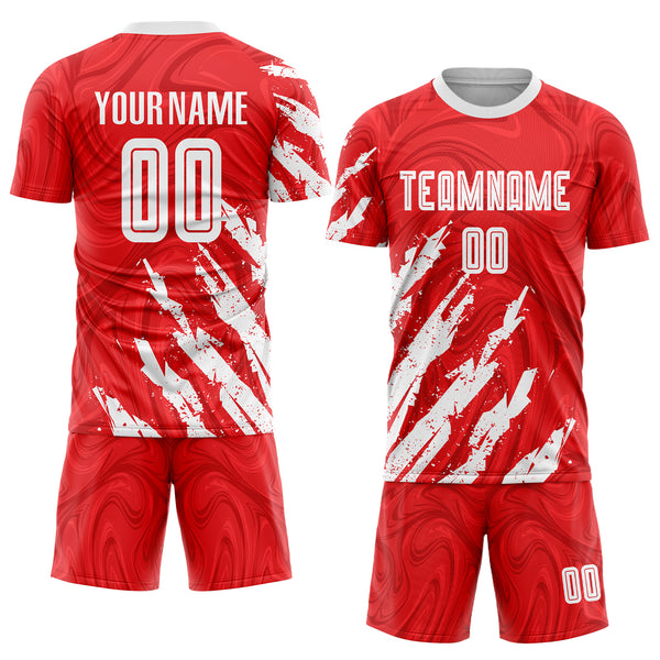 Custom Red White Sublimation Soccer Uniform Jersey On Sale – FiitgShop