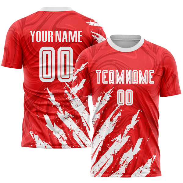 Custom Red White Sublimation Soccer Uniform Jersey On Sale – FiitgShop