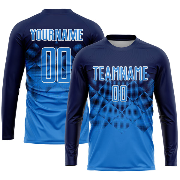 Custom Navy Powder Blue-White Sublimation Soccer Uniform Jersey On Sale ...