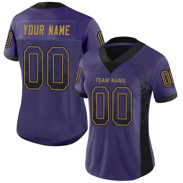 Custom Purple Black-Old Gold Drift Fashion Football Jersey – FiitgShop